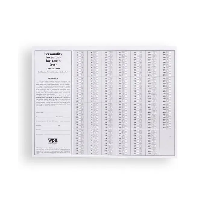 PIY Answer Sheet (Pad of 100)