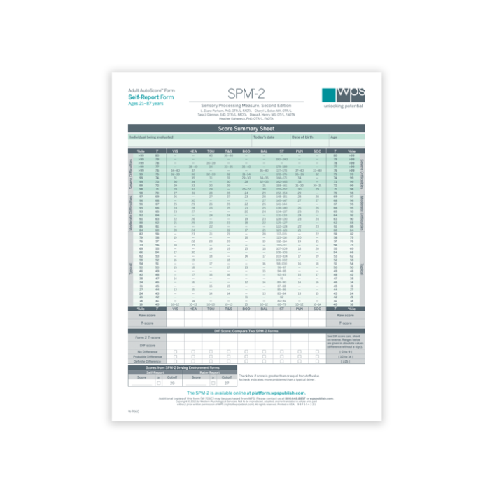SPM-2 Adult Self-Report Print Form (Pack of 25)