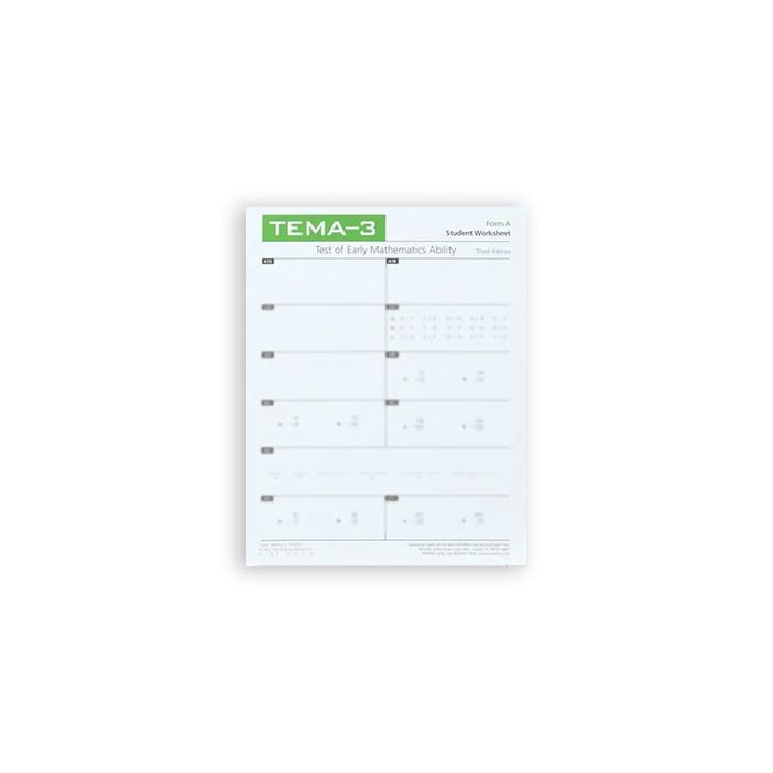 TEMA-3 Worksheet Form A (Pack of 25)