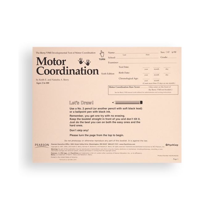 Beery VMI Supplementary Motor Test, Sixth Edition (Pack of 100)