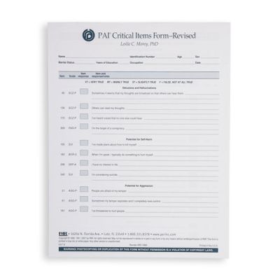(PAI) Personality Assessment Inventory