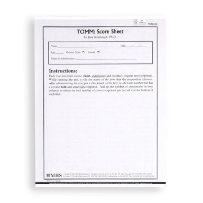 (TOMM) Test of Memory Malingering