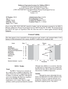 (MDI-C) Multiscore Depression Inventory for Children
