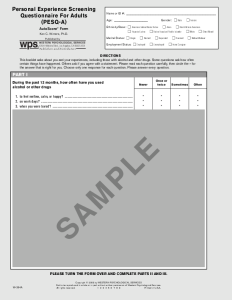 (PESQ™-A) Personal Experience Screening Questionnaire™ for Adults