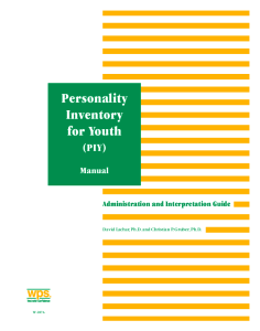 (PIY™) Personality Inventory for Youth™