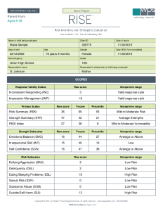 (RISE Assessment) Risk Inventory and Strengths Evaluation