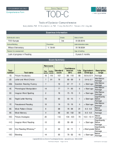 (TOD™) Tests of Dyslexia